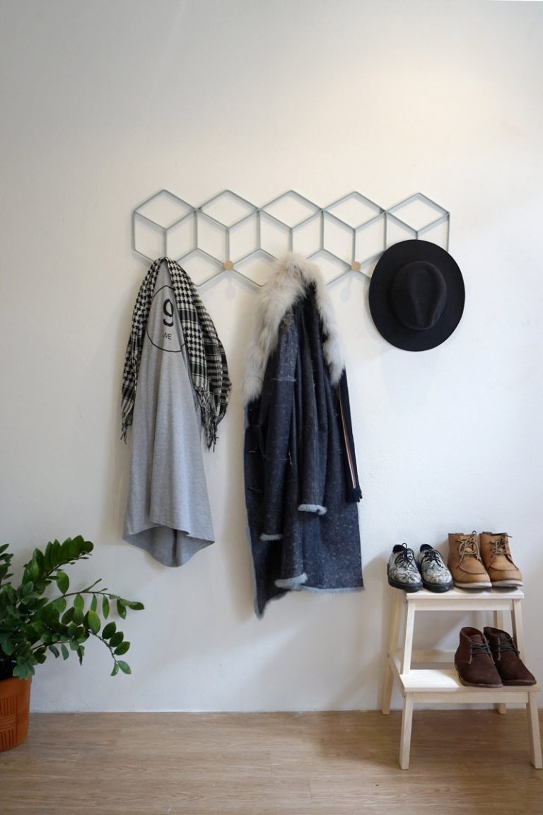 Handmade grilles coat rack light blue colour with creative patterned design